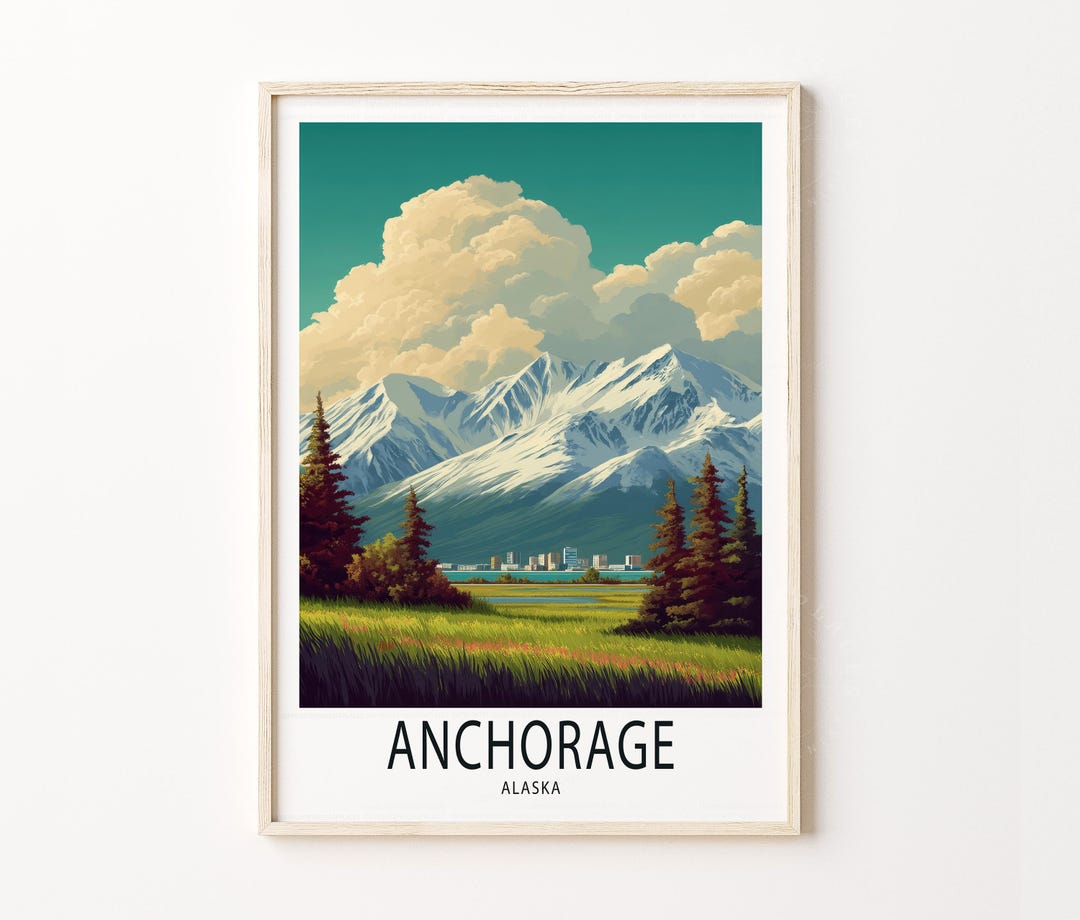 Anchorage Alaska Travel Poster, Alaska Landscape Scenic Wall Art Print ...