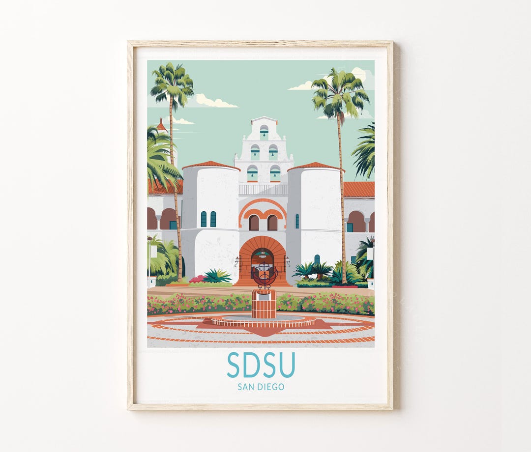 San Diego State University, SDSU School Poster, University Campus Wall ...
