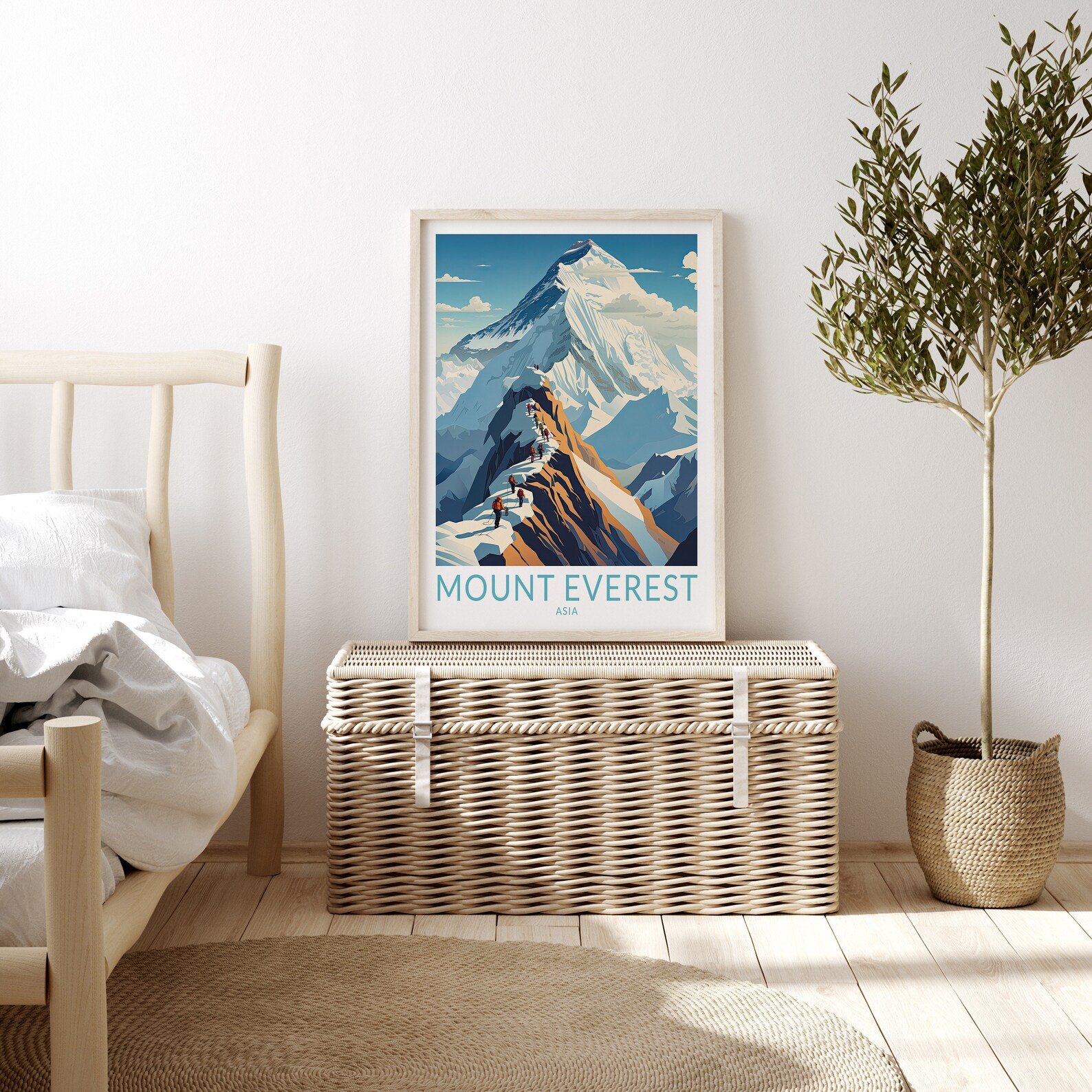 Mount Everest Travel Poster, Everest Mountain Travel Wall Poster Print ...