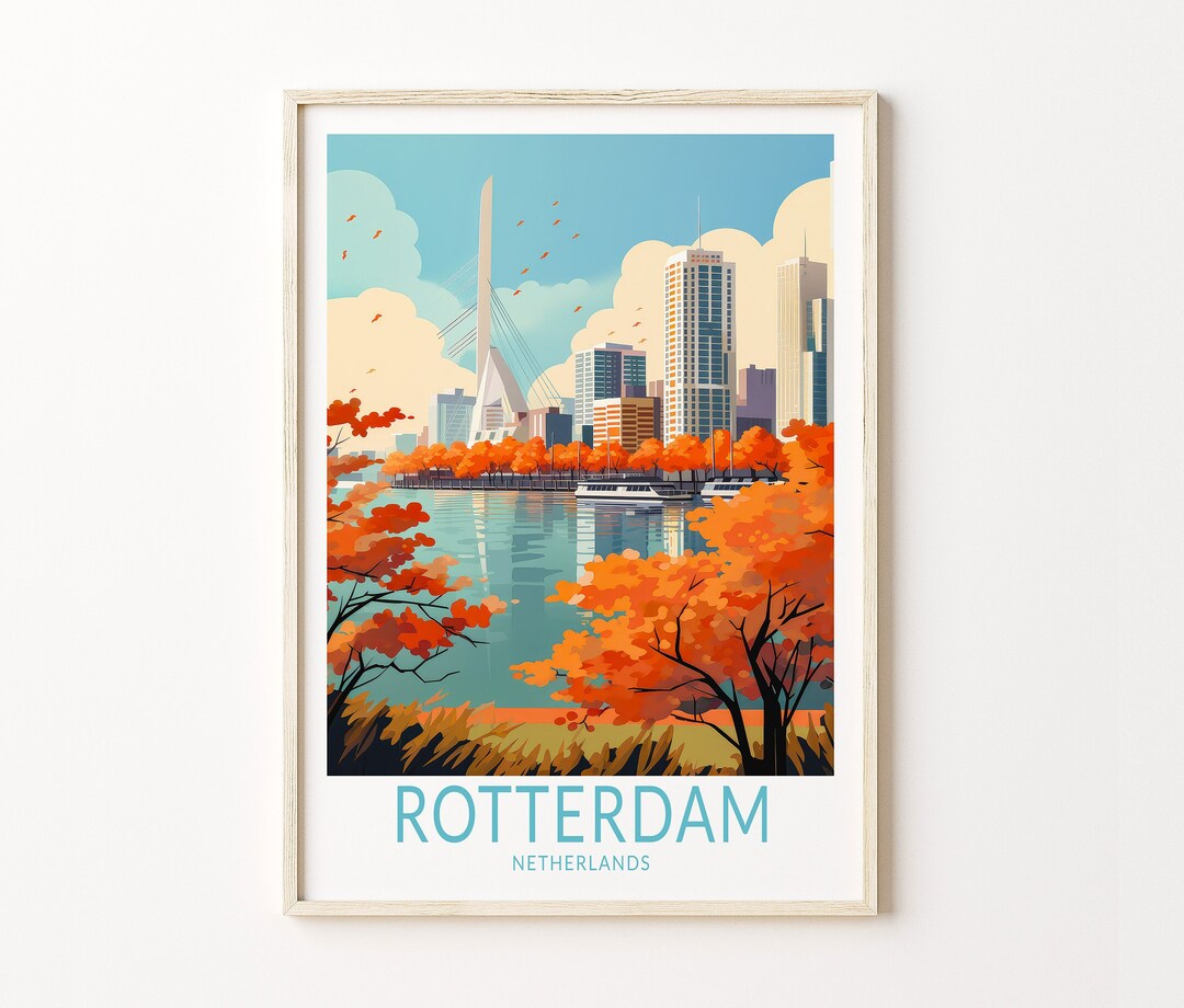 Rotterdam Travel Poster, Rotterdam Europe Travel Netherlands Postcard ...