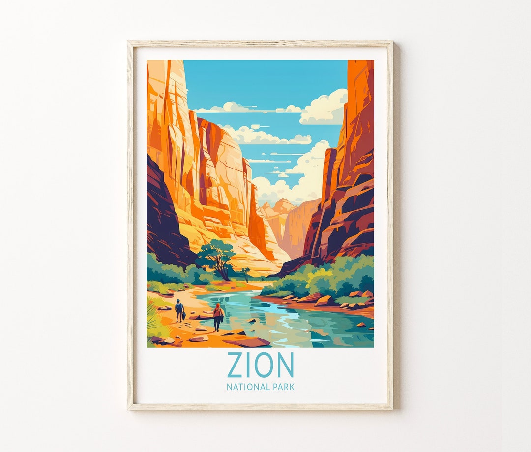 Zion National Park Travel Poster, Zion Utah Travel Print, National ...