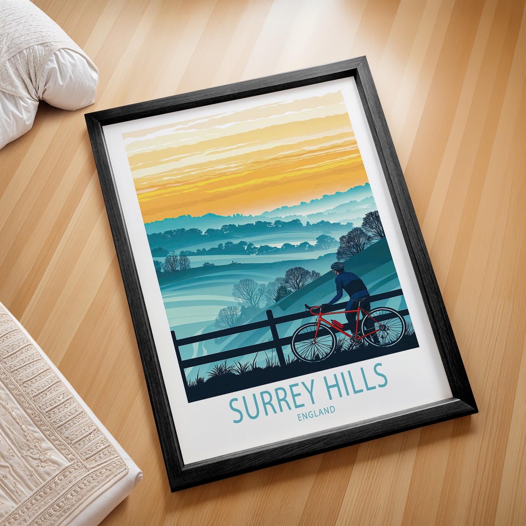 Surrey Hills England Travel Poster, Surrey Hills Wall Art Print, England Travel Print, City ...