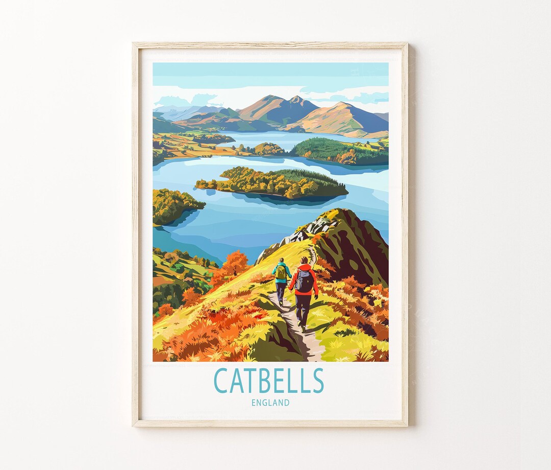 Lake District Catbells Poster, Catbells England Travel Print, Cumbria ...