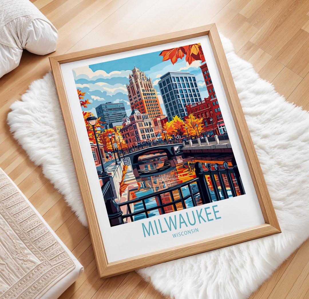 Milwaukee Wisconsin Travel Poster, Wisconsin Wall Art, Milwaukee Print ...