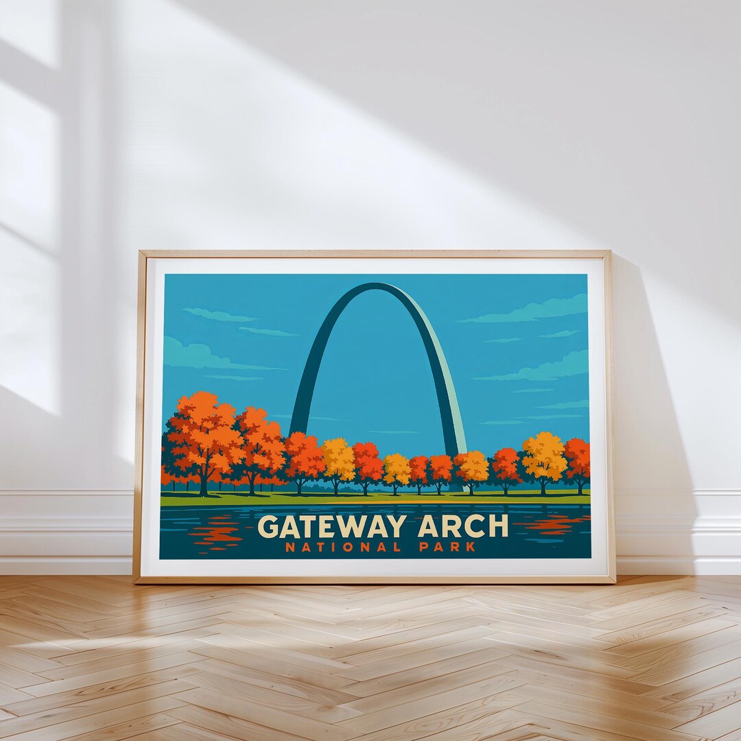 Gateway Arch Travel Poster, Gateway Arch National Park Travel Wall Art ...