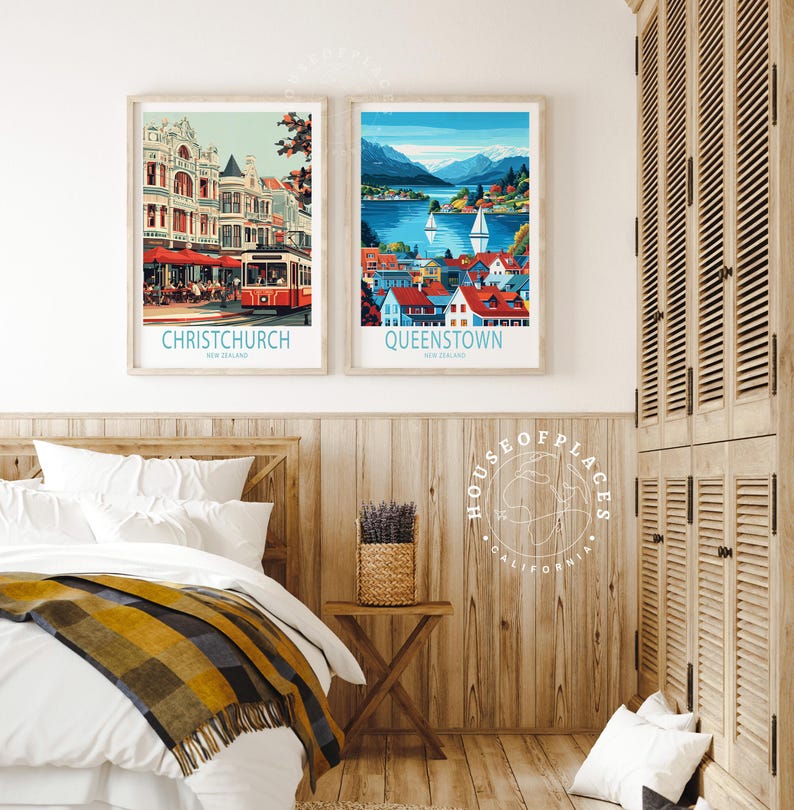 Queenstown New Zealand Travel Print, New Zealand Travel Poster ...