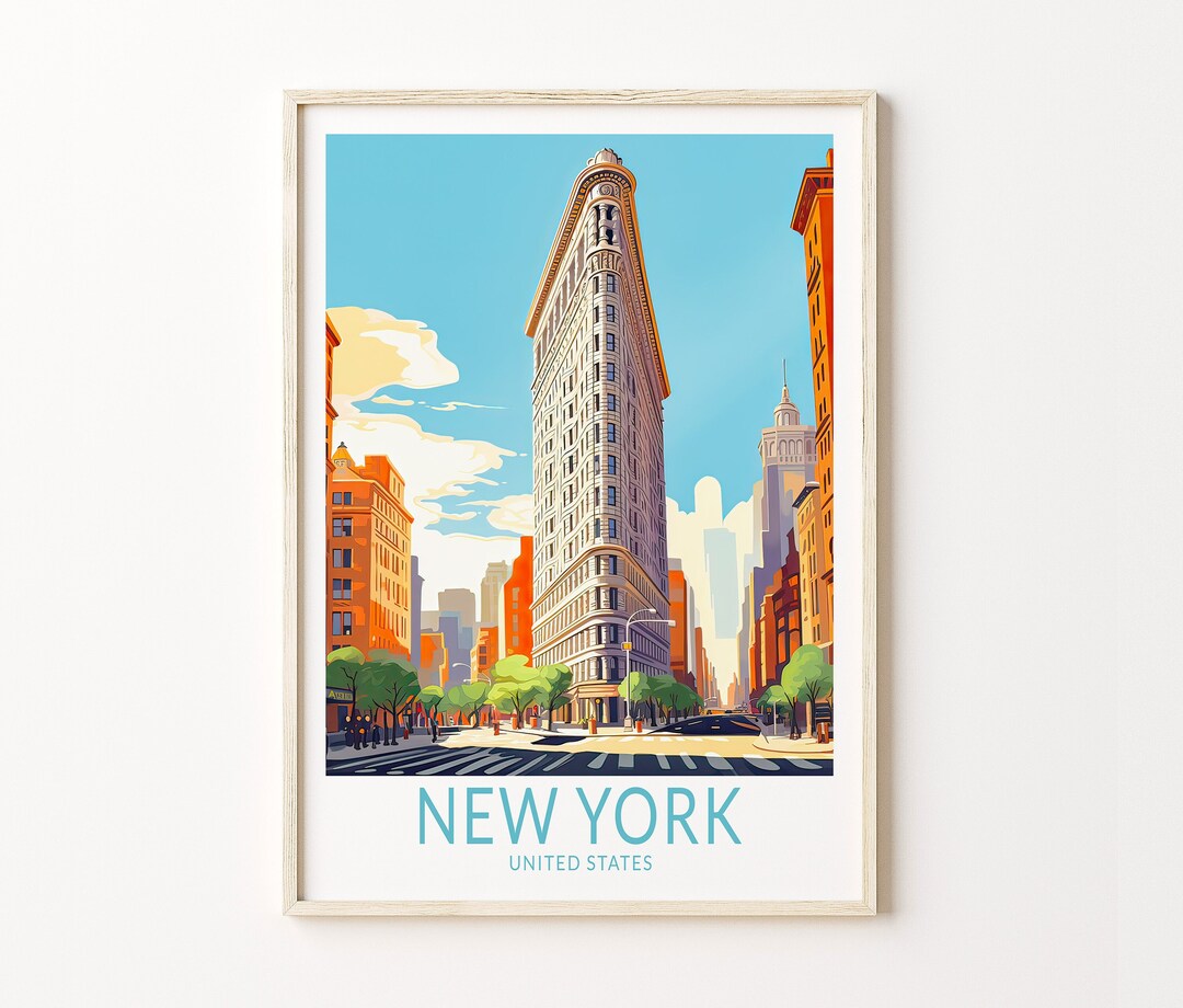 Flatiron Building New York Travel Print, New York City Travel Poster ...