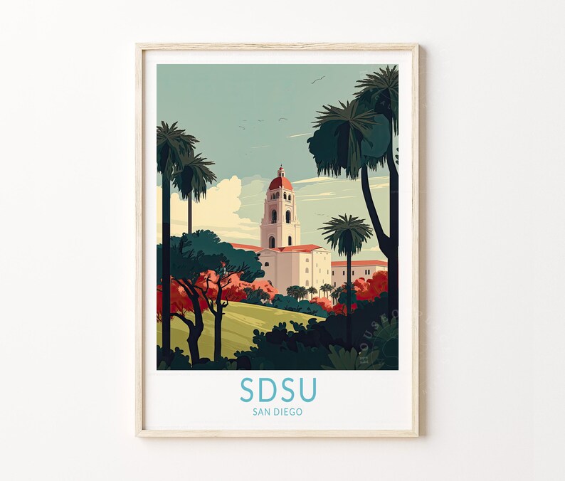San Diego State University, San Diego SDSU Travel Poster, University ...