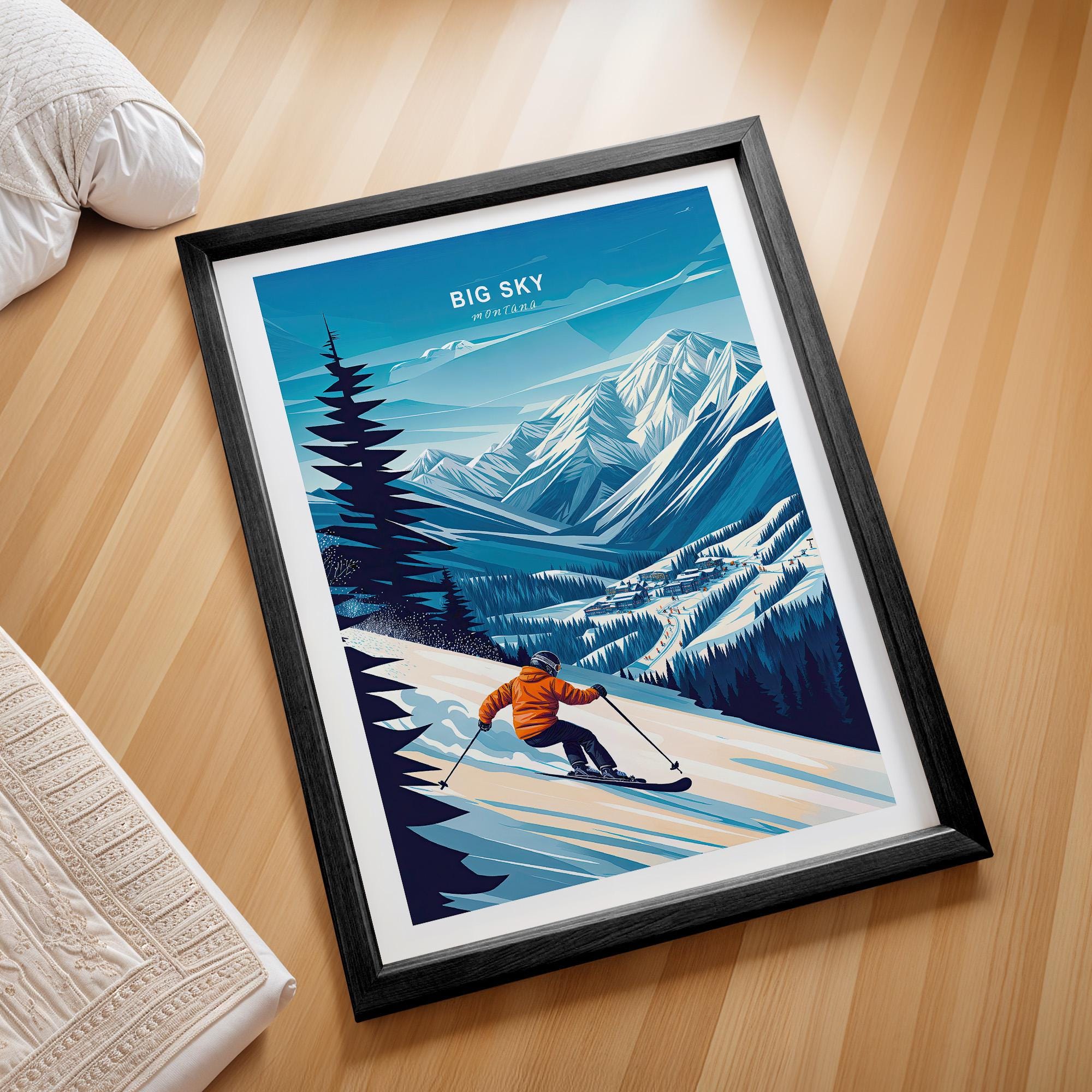 Big Sky Montana Custom Travel Poster, Montana Winter Print ,big Sky ...