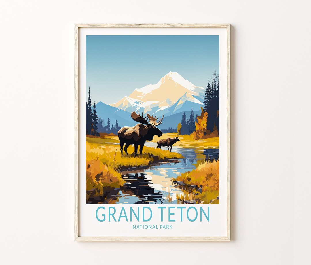 Grand Teton Travel Poster, Grand Teton Poster, National Parks Postcard ...