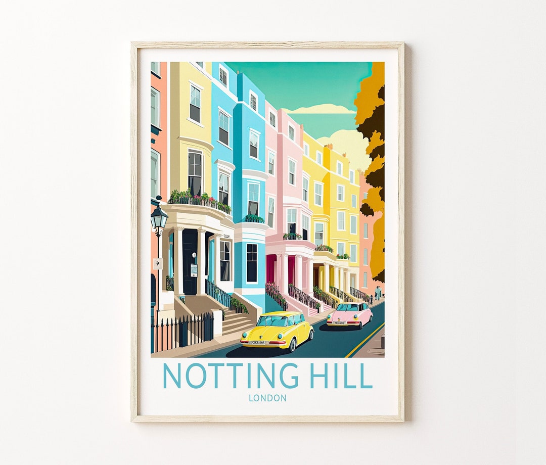Notting Hill London Travel Poster, Notting Hill London UK Travel Poster ...
