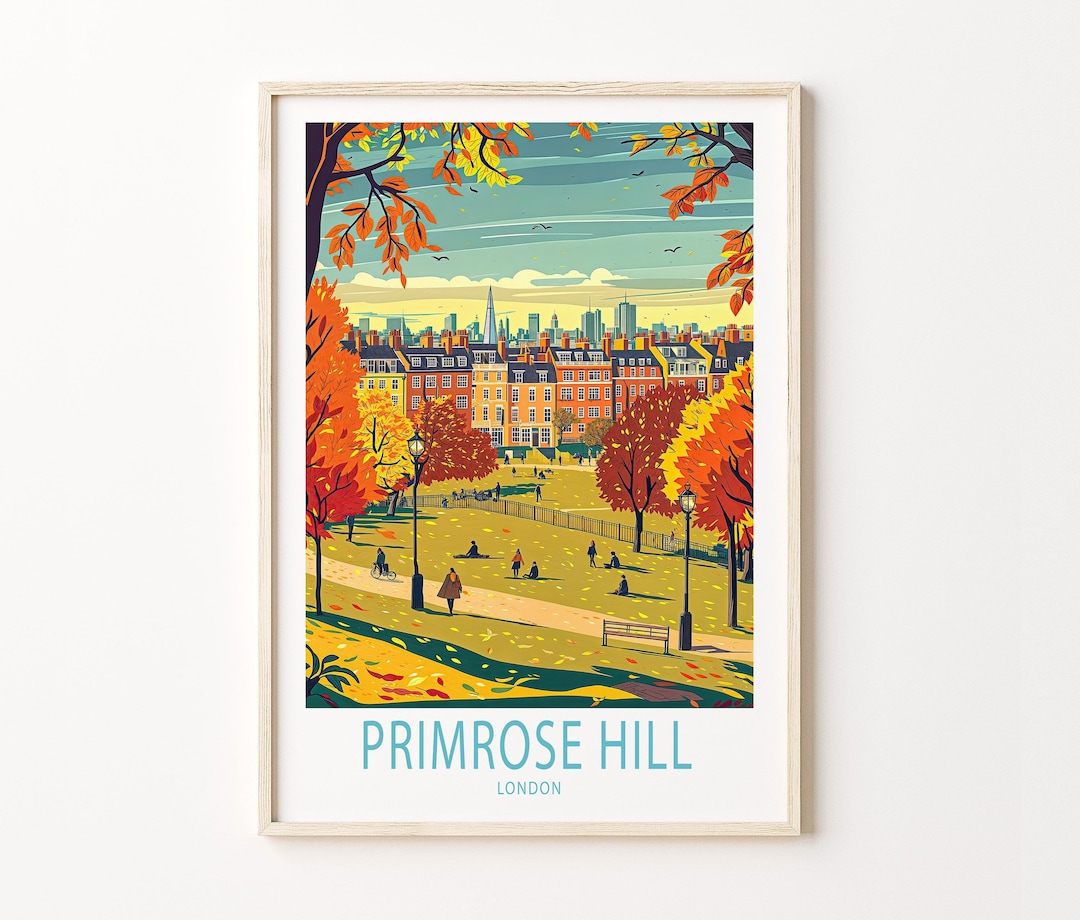 Primrose Hill London Travel Poster, UK London Wall Art, Primrose Hill ...