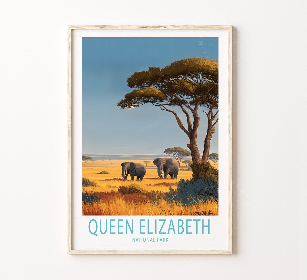 Queen Elizabeth Travel Poster, Queen Elizabeth National Park Travel ...