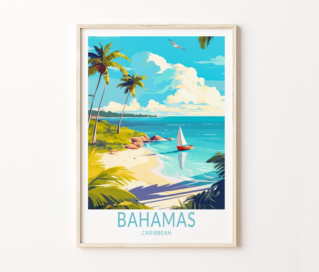 Bahamas Travel Poster, Bahamas Caribbean Poster Print, Bahamas Custom ...