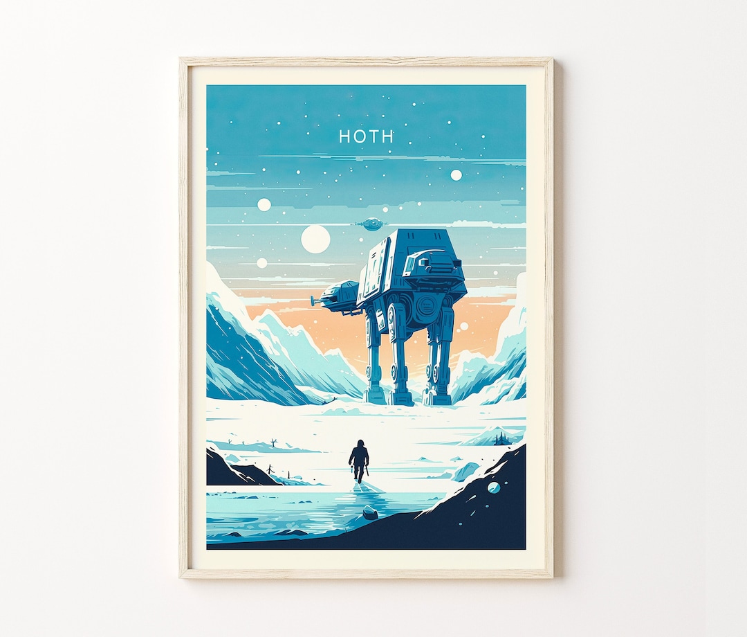 Hoth Travel Poster, Minimalist Retro Travel Print, Tatooine Bespin ...