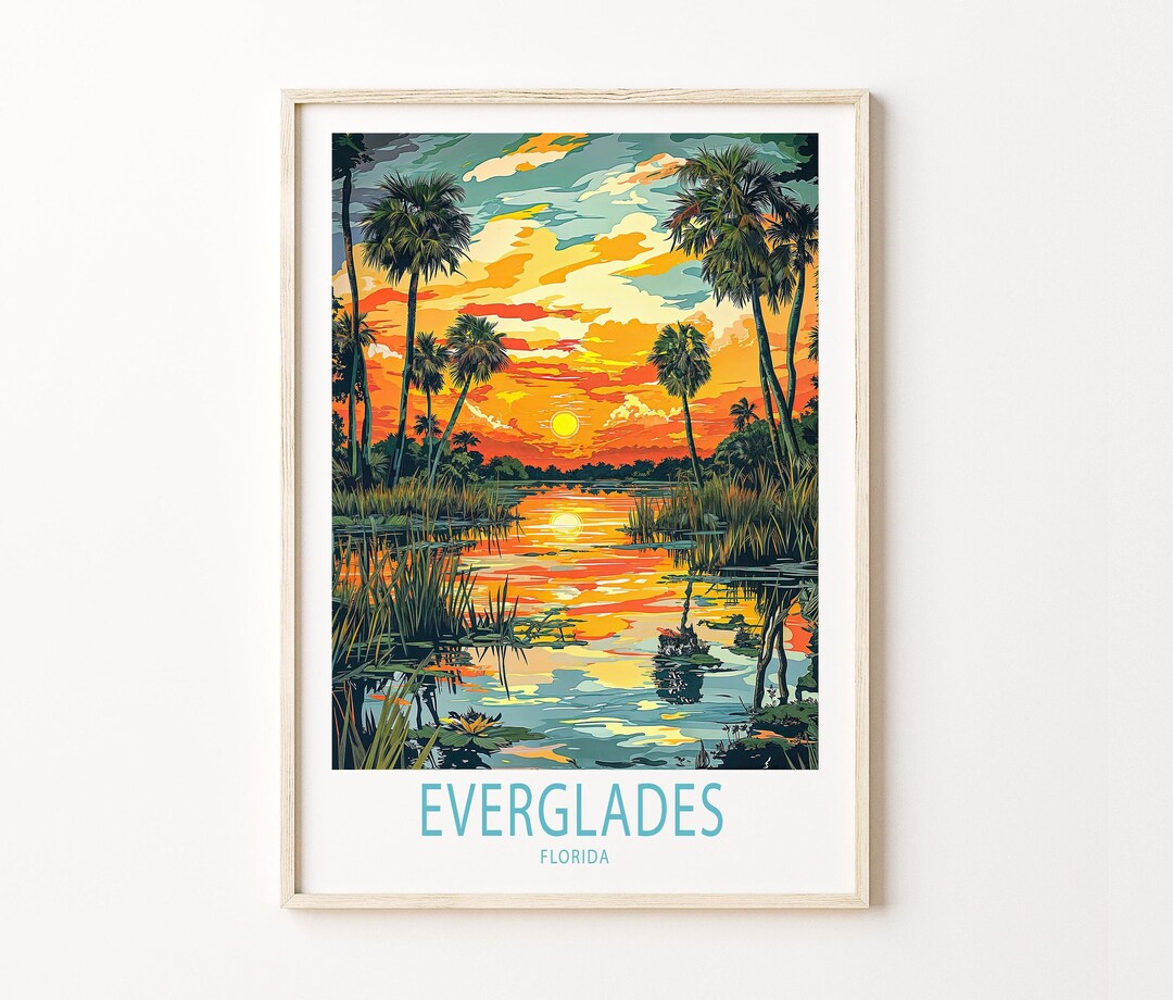 Everglades Florida Travel Poster, Florida Sunset Wall Art, Everglades ...