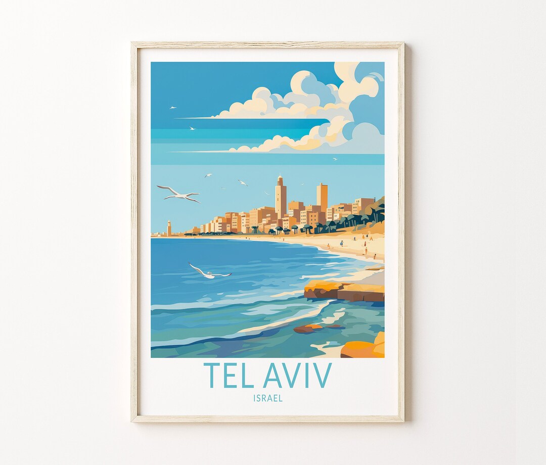 Tel Aviv Coastal Travel Poster, Tel Aviv Coast Poster Print, Tel Aviv ...