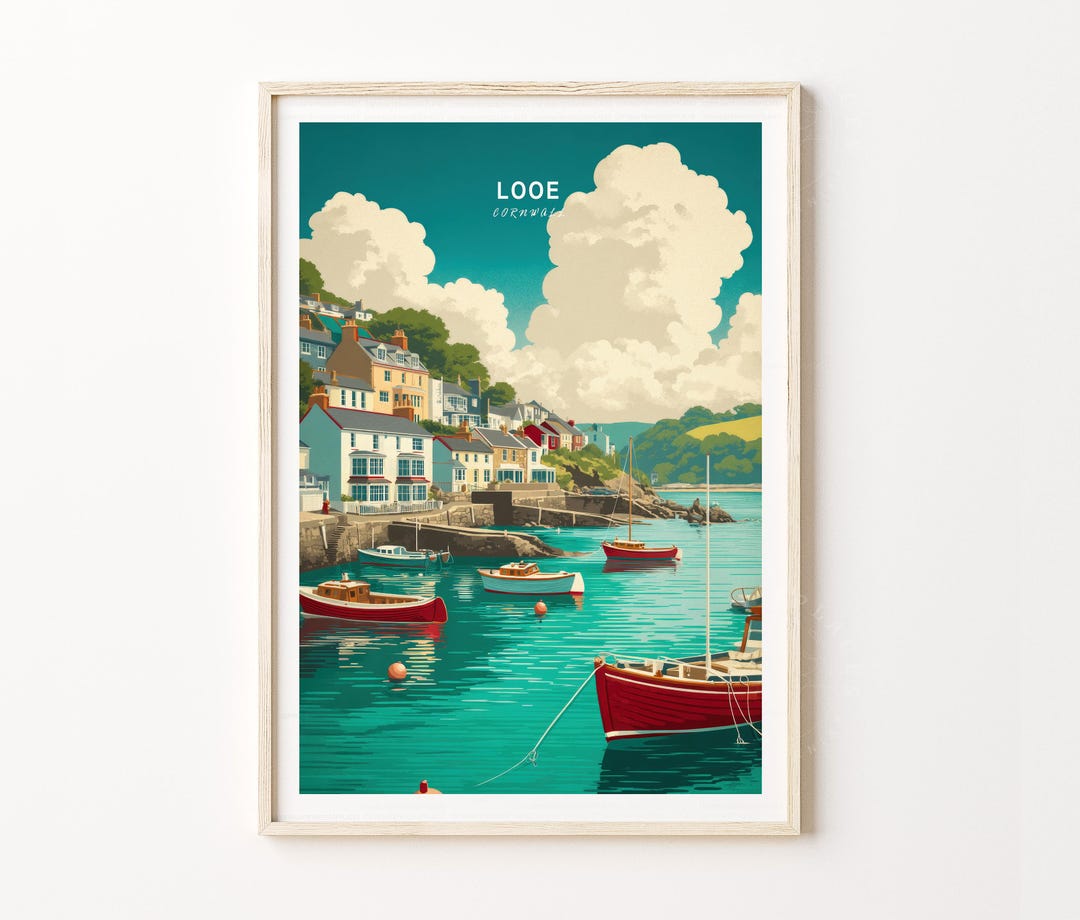 Looe Cornwall Travel Poster, England Wall Art, Looe Print, Housewarming ...