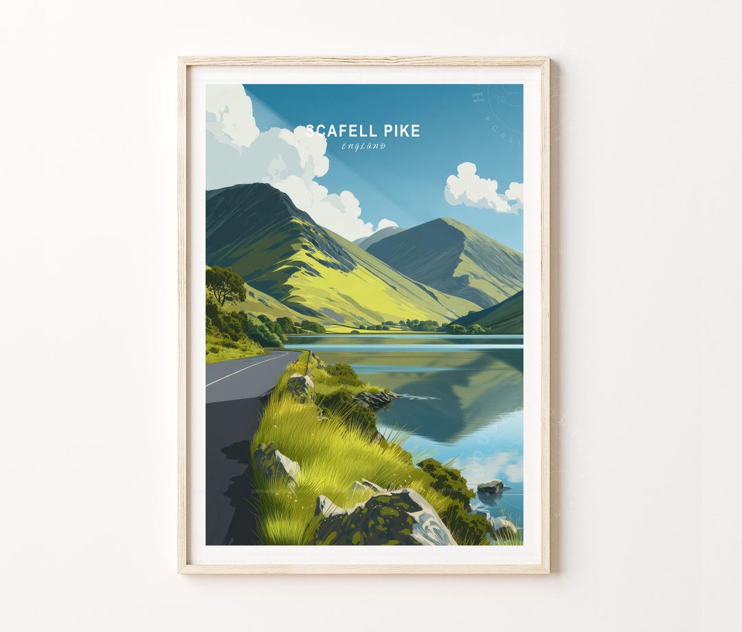 Scafell Pike Travel Poster, England Wall Art, Scafell Pike England ...