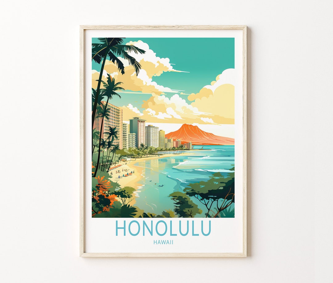 Honolulu Hawaii Travel Poster, Honolulu Hawaii Travel Poster Print ...