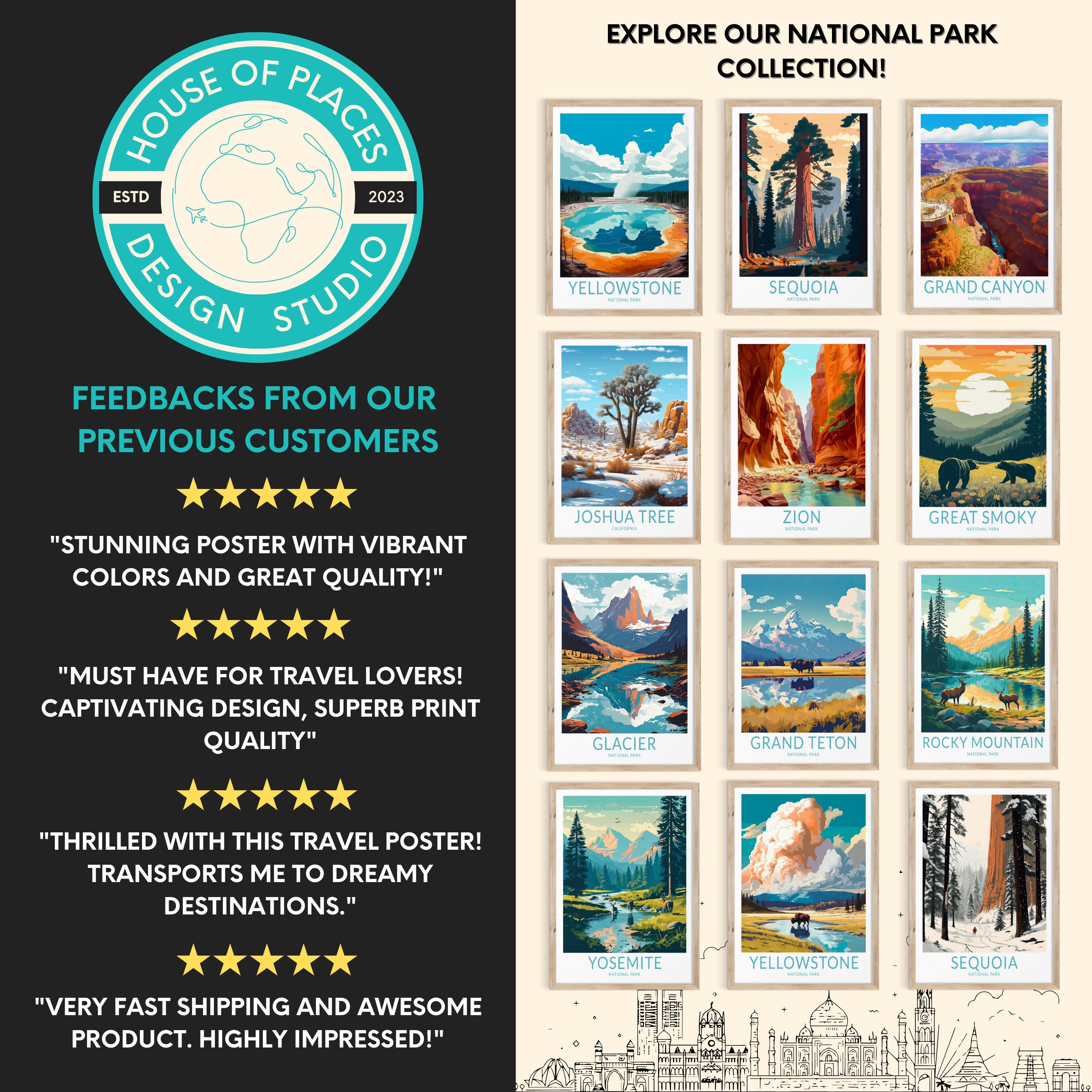 Set of 3 Bundle Travel Poster Travel Gifts National Park - Etsy