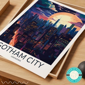 Gotham City Travel Print, Gotham City Fiction Poster Print, Gotham Wall ...
