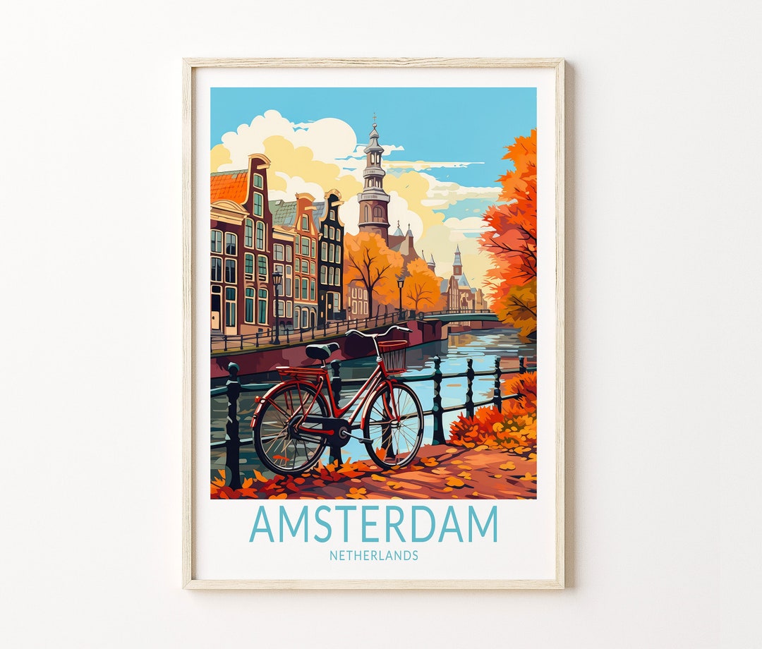 Amsterdam Travel Poster, Amsterdam Europe Travel Netherlands Postcard ...