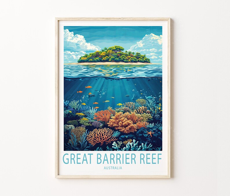 Great Barrier Reef Australia Travel Wall Art, Australia Travel Poster ...
