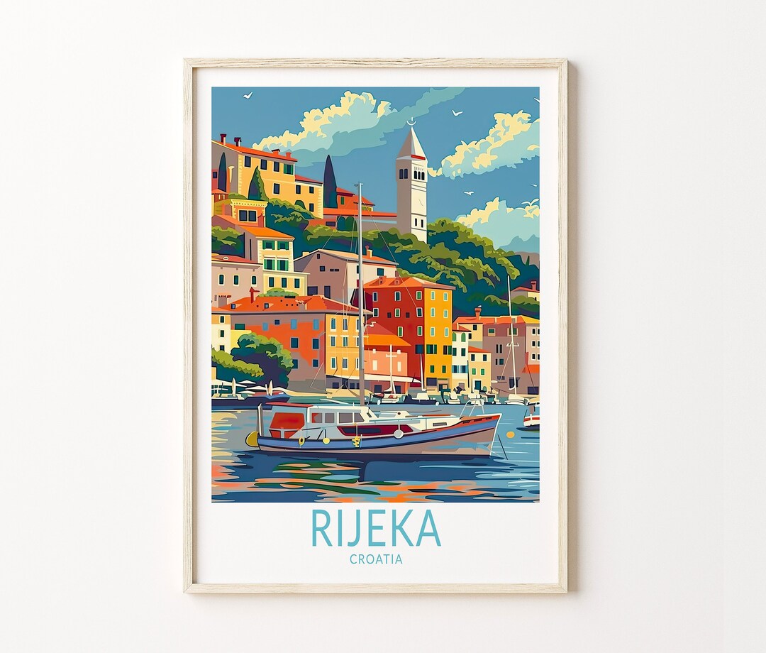 Rijeka Croatia Travel Print, Rijeka City Wall Art, Croatia Coastal ...