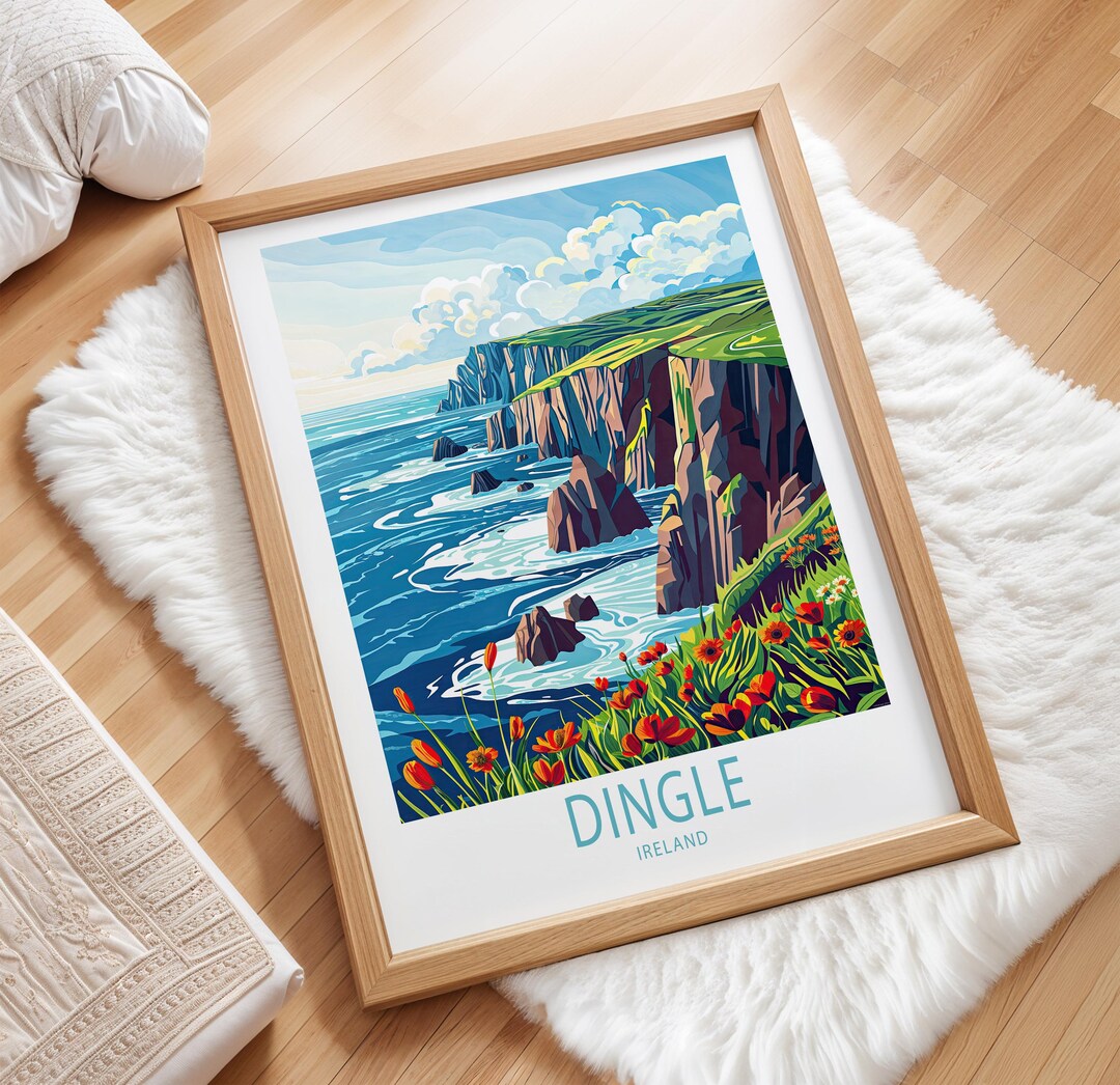 Dingle Ireland Travel Poster, Dingle Coast Print, Ireland Wall Art ...