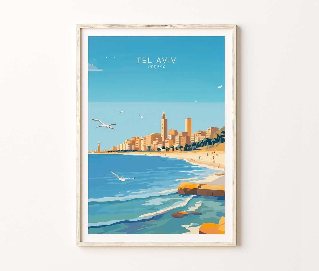 Tel Aviv Coastal Travel Poster, Tel Aviv Coast Poster Print, Tel Aviv ...
