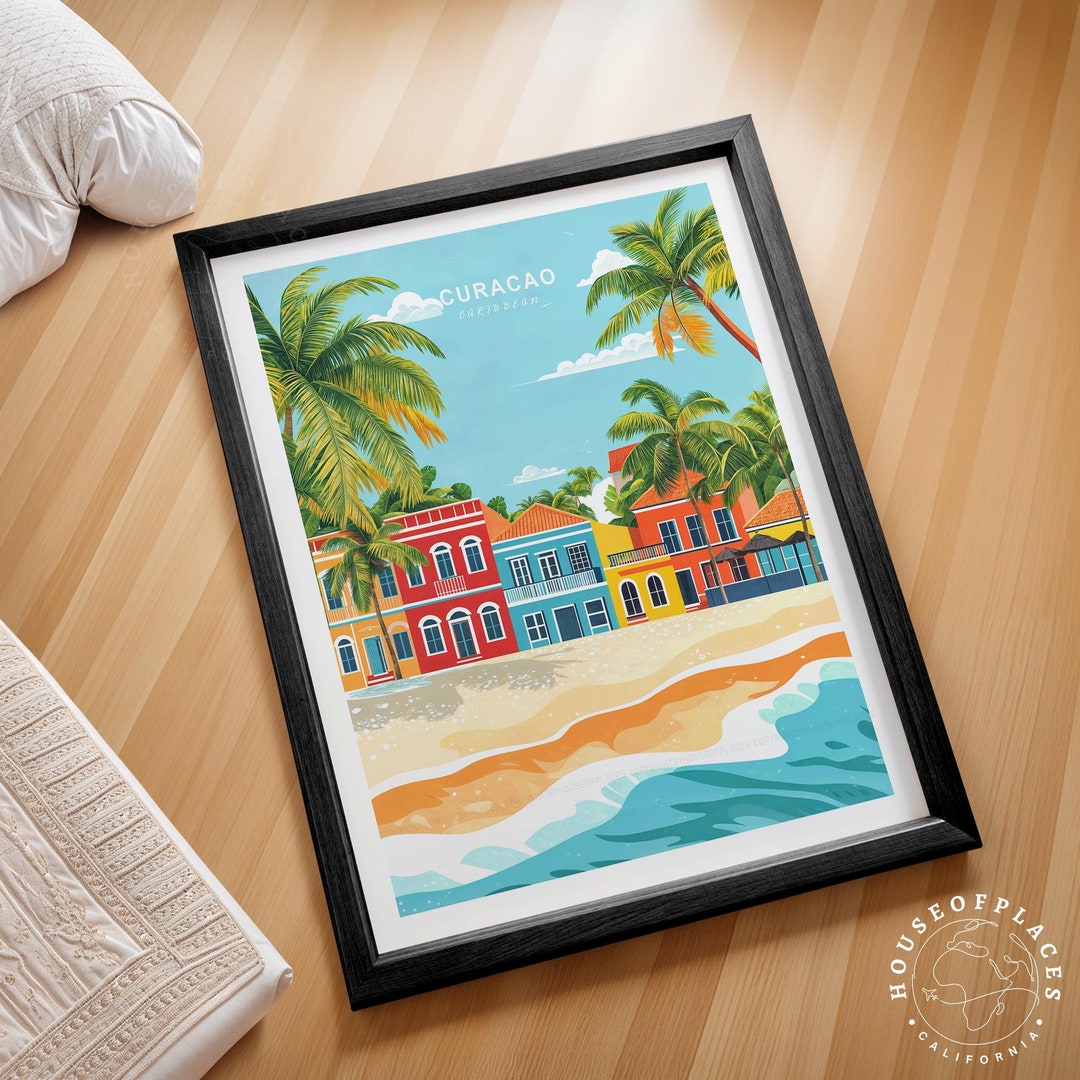Curacao Wall Art Print, Curacao Caribbean Island Travel Poster ...