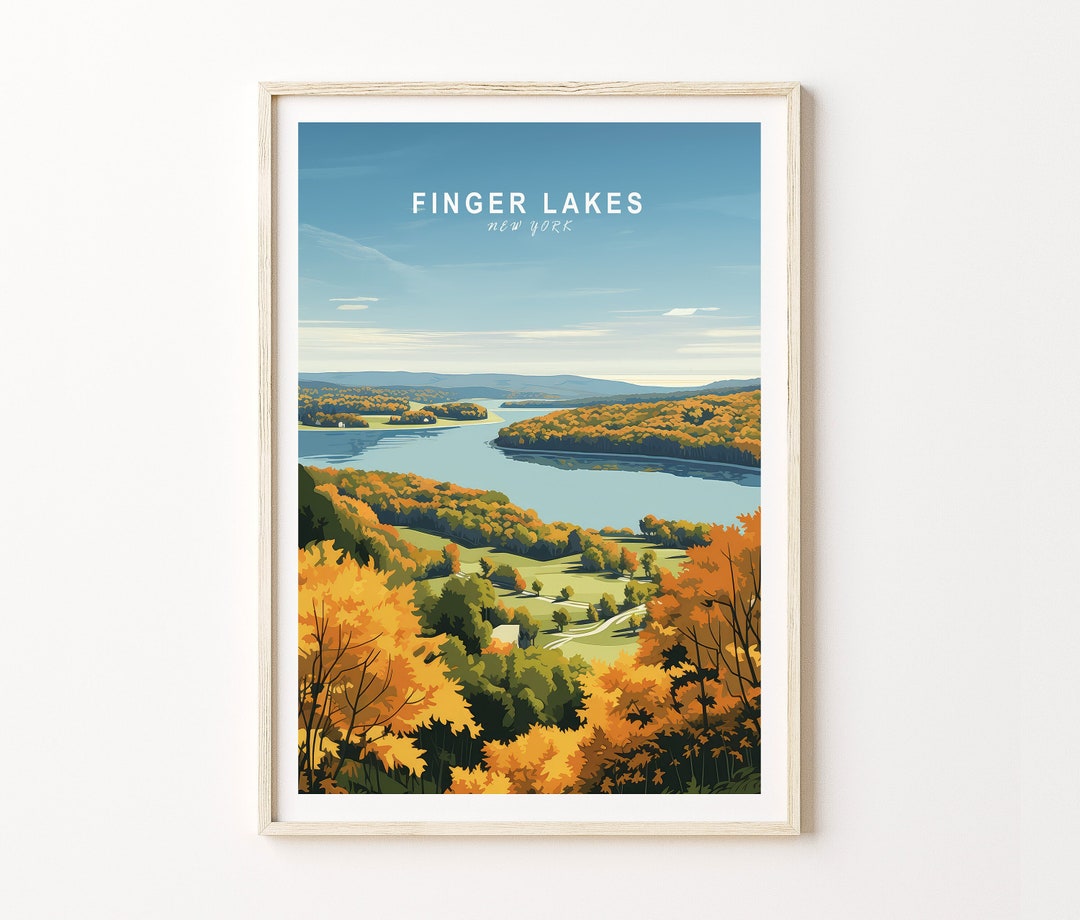 Finger Lakes New York Travel Poster, Finger Lakes Lake Ontario, Travel ...