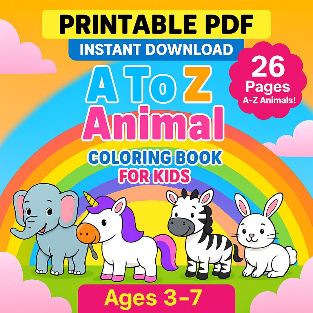 A to Z Animal Coloring Book for Kids | 26 Alphabet Pages | Printable ...