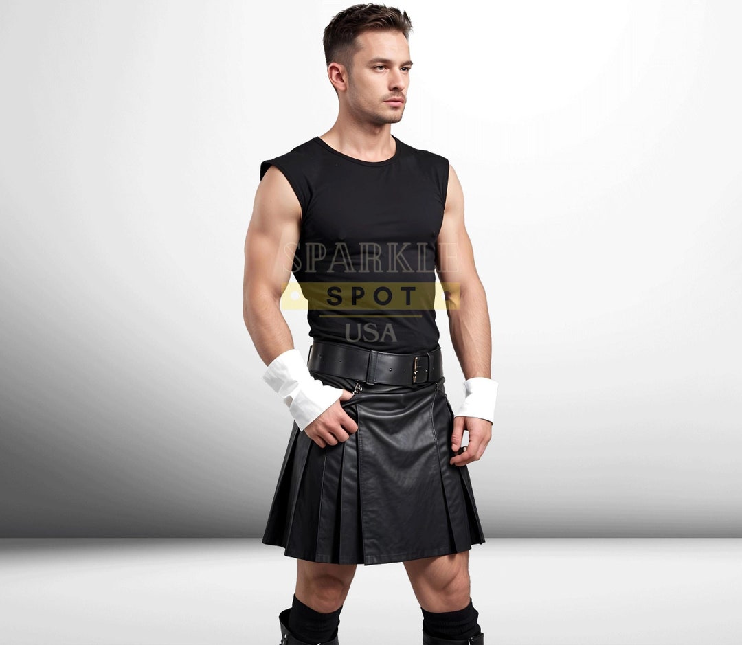 Handmade Black Leather Kilt – Cosplay Costume, Gift for Him - Etsy