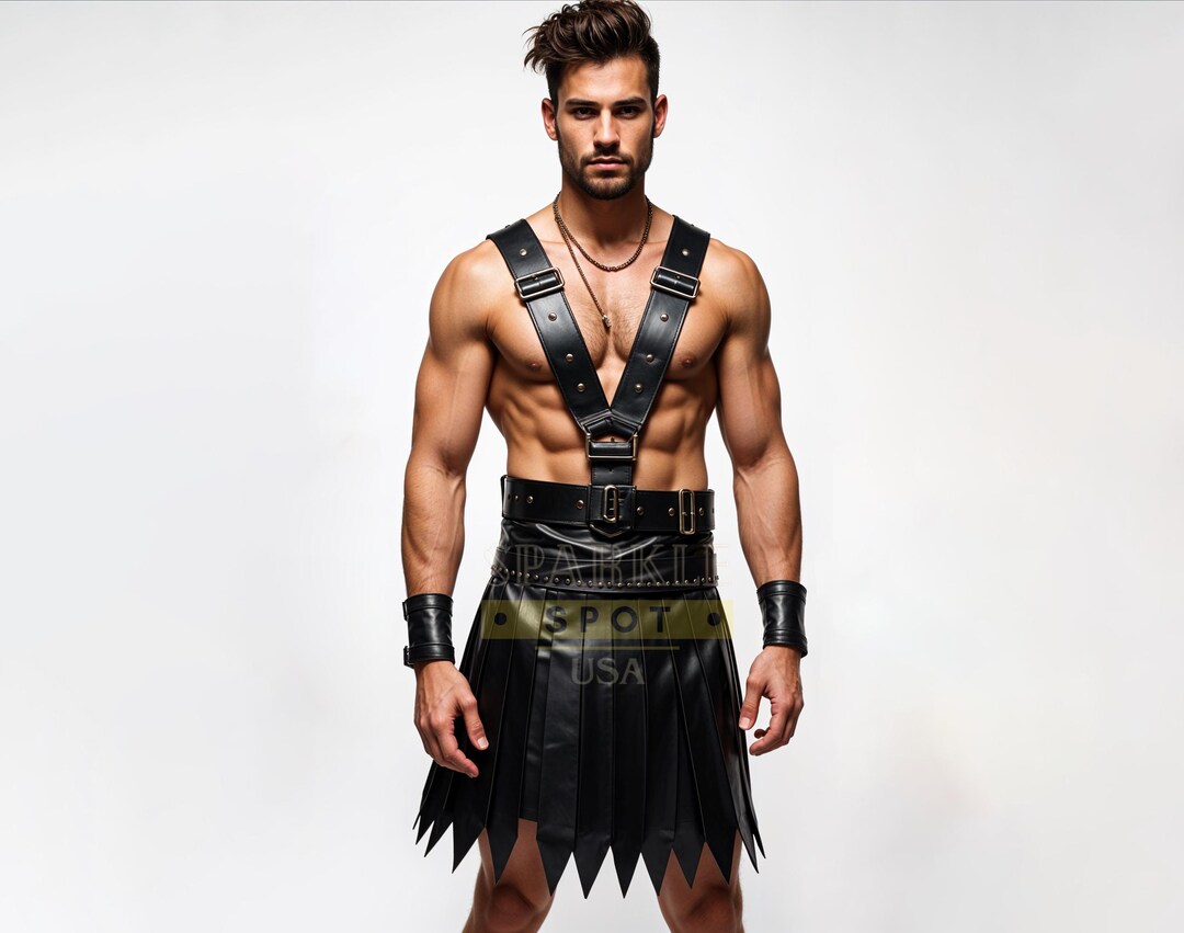 Handmade Leather Kilt Harness: Gladiator Style Chest Harness - Etsy