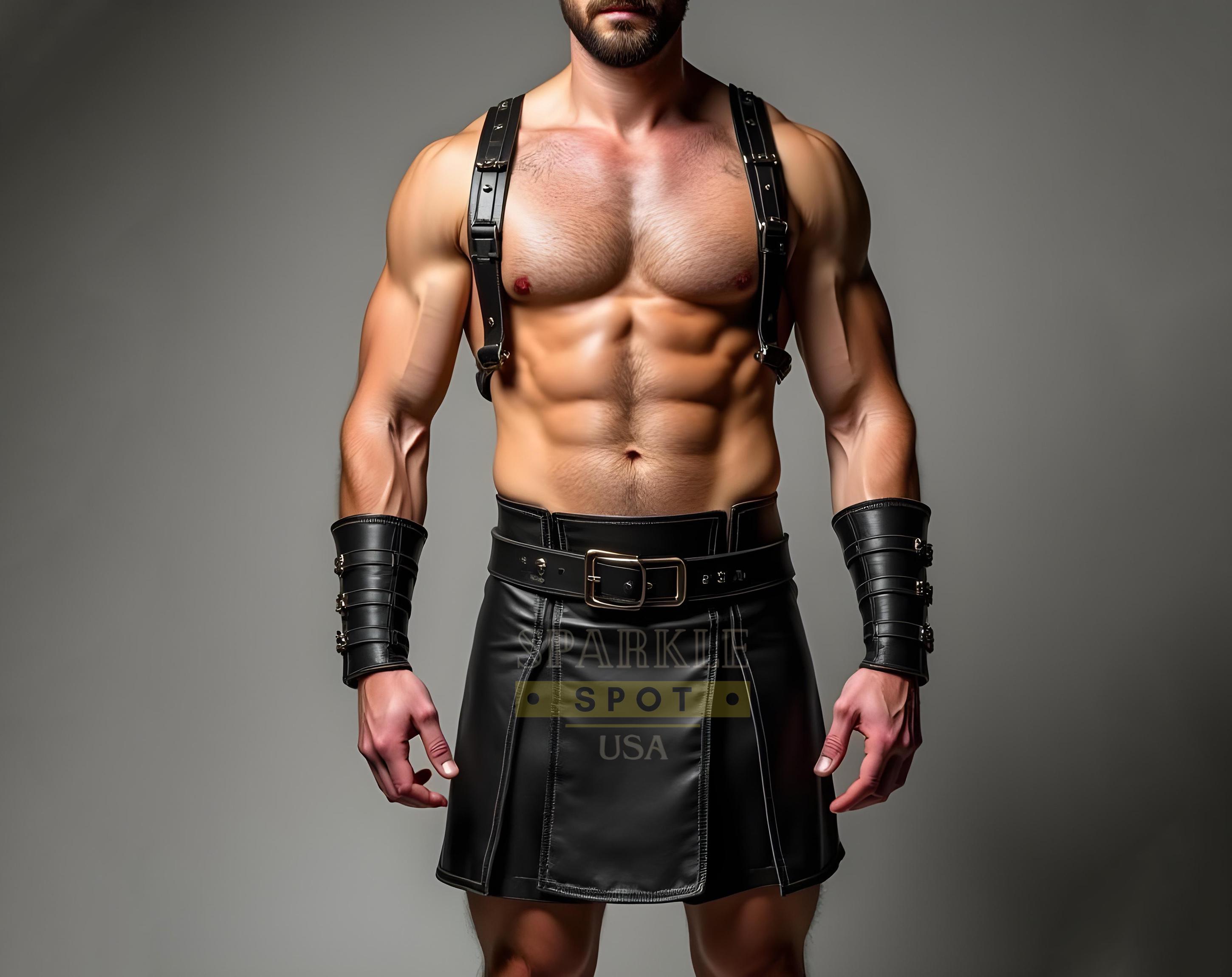 Latest Design Leather Kilt Harness Black Cosplay Costume Gift for Man ...