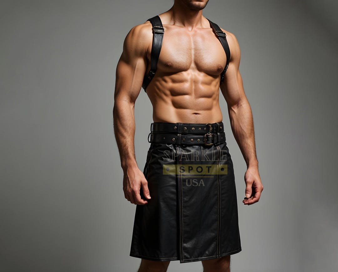 New Leather Kilt Harness Black Latest Design Gladiator Genuine Leather ...