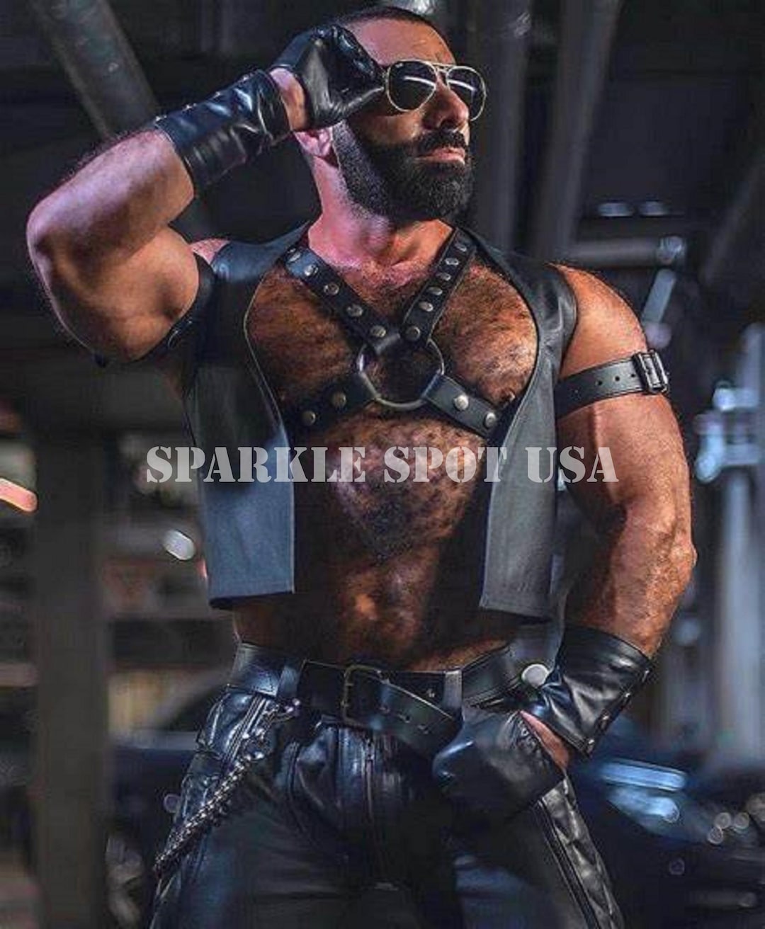 Custom Made Men's Genuine Sheep Leather Bar Vest, Open Front Leather ...