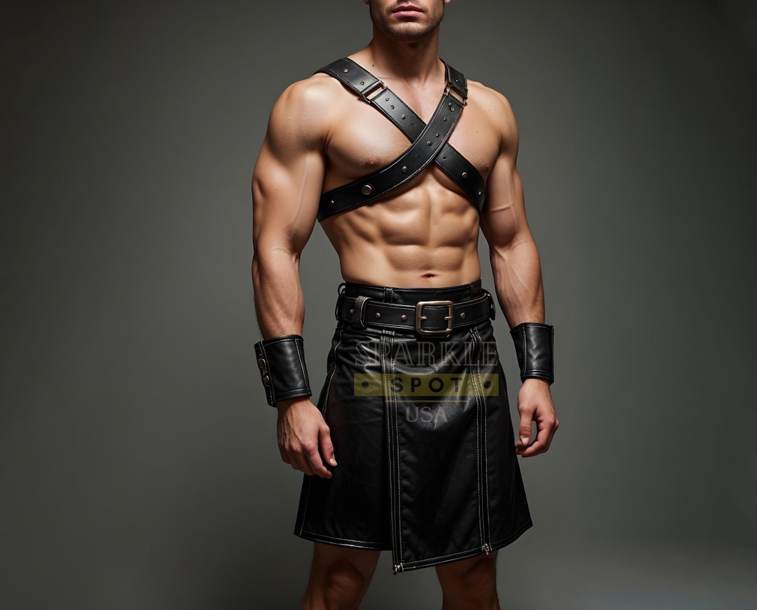 Handmade Black Leather Kilt Harness: Gladiator Cosplay Costume - Etsy