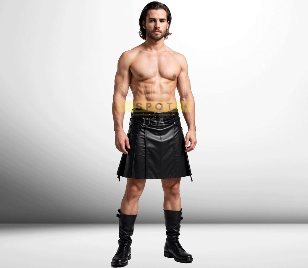 Handmade Black Leather Kilt: Cosplay Costume for Men - Etsy