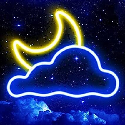 Moon & Cloud Neon Sign,anime Sign,gift for Kids, Party Decoration, Kids ...