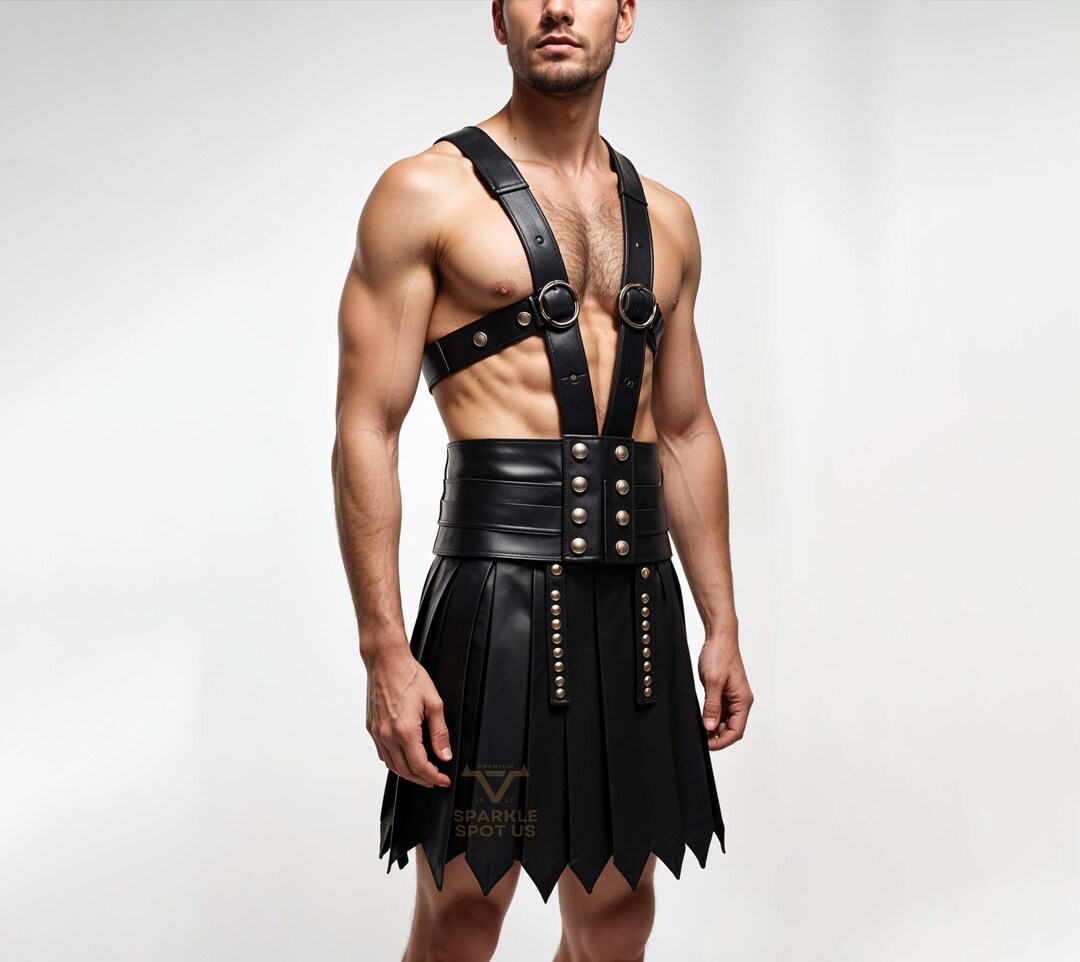 Handmade Leather Kilt Harness: Cosplay Costume - Adjustable Fit - Etsy