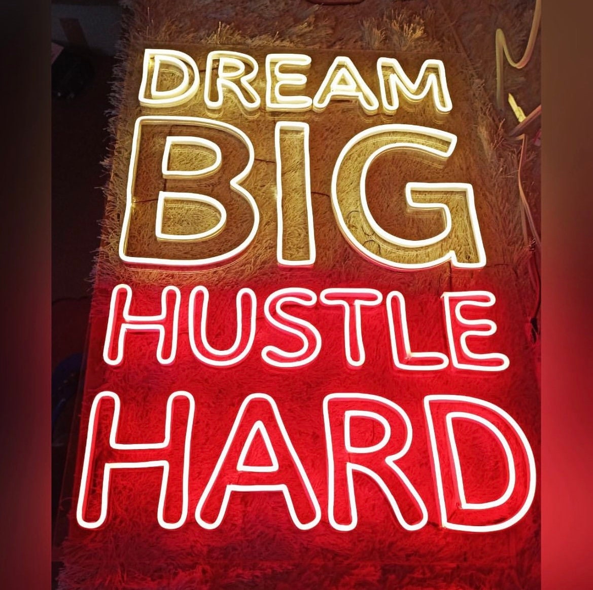 Dream Big Hustle Hard Neon Sign,motivational Luminous Sign,quote Neon ...