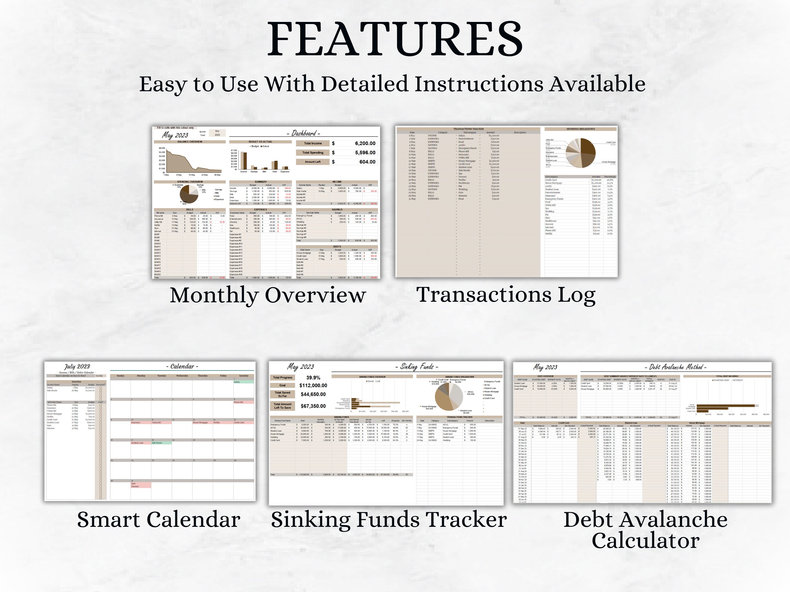 Ultimate Monthly Budget Planner Excel Smart Calendar Bills Tracker ...