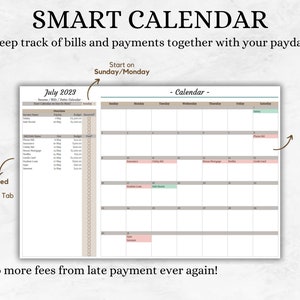 Monthly Budget Planner Excel Bills Tracker Expenses Tracker Smart ...