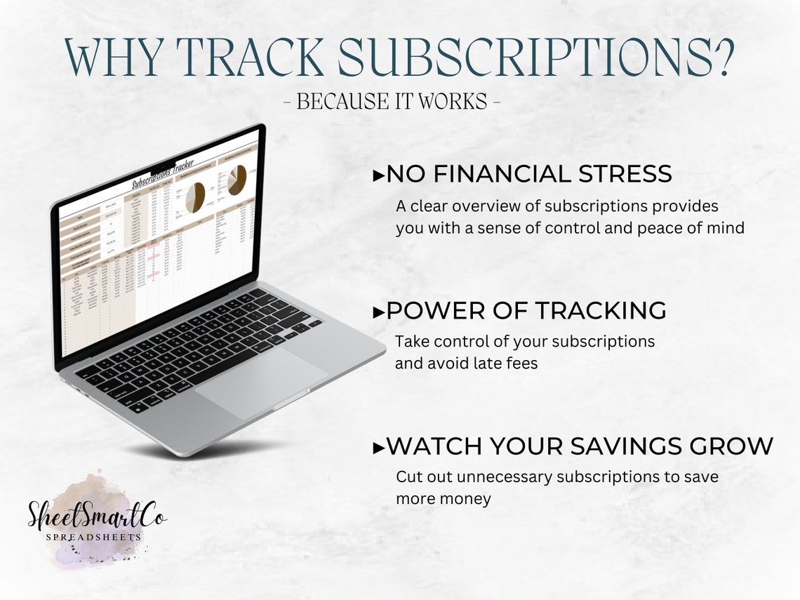 Subscription Tracker Excel Membership Tracker Spreadsheet Bills Tracker ...