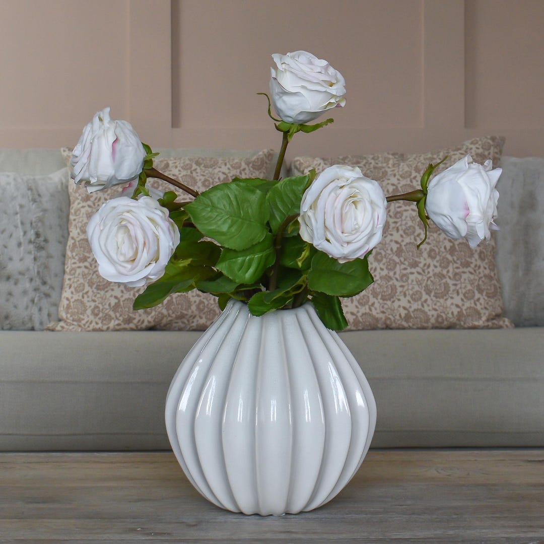 Faux White Rose Stem - Artificial Flowers - Etsy