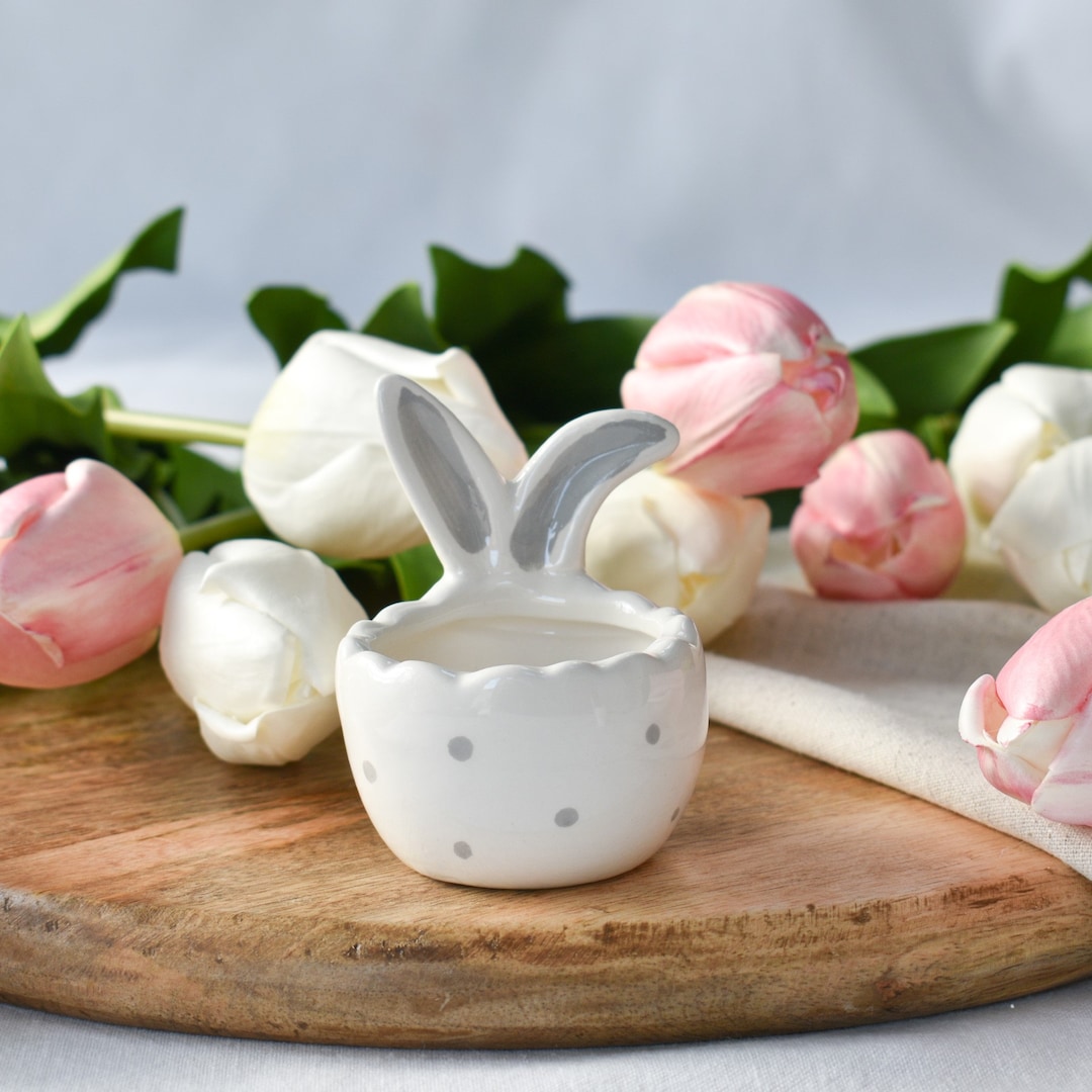 Ceramic Rabbit Ears Egg Cup Easter - Etsy