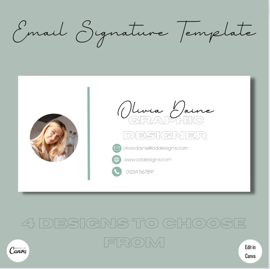 Photo or Logo Email Signature Template. Fully Editable and - Etsy